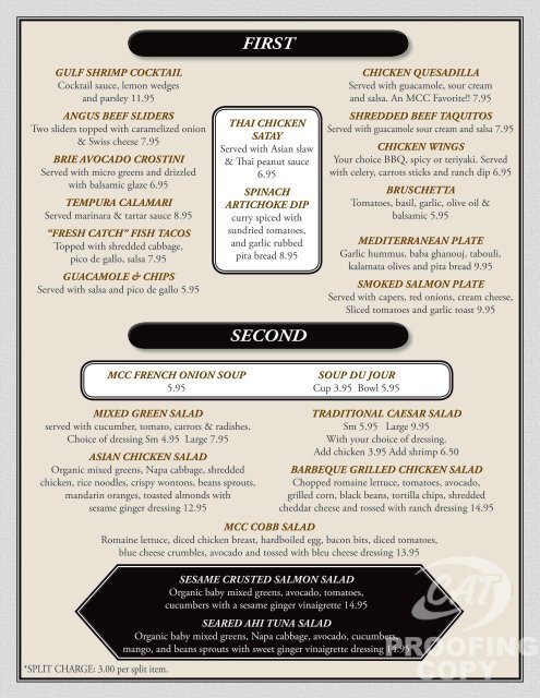 Entree Menu - MarinaCityClub.net