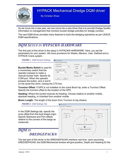 HYPACK Mechanical Dredge DQM driver DQM SETUP IN HYPACK ...