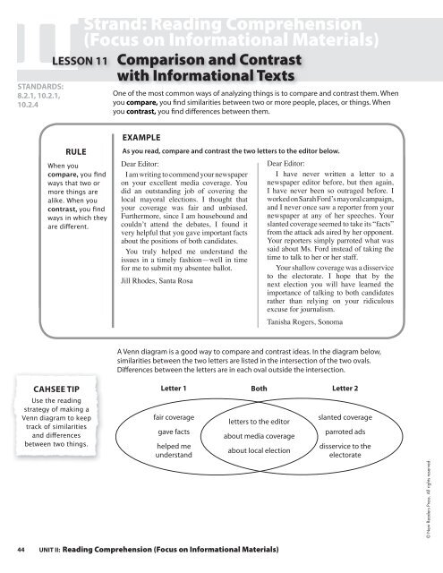 IIStrand: Reading Comprehension (Focus on Informational Materials ...