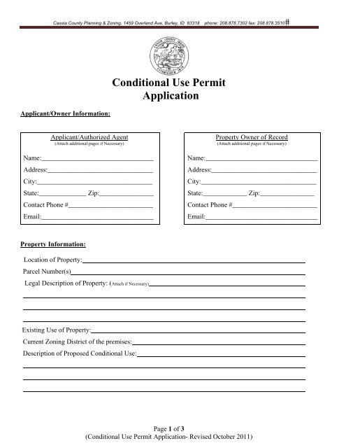 Conditional Use Permit Application - Cassia County Government