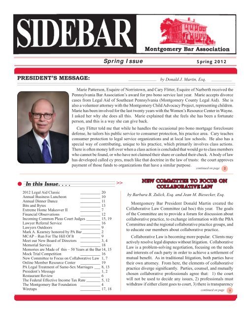 Sidebar Newsletter - Spring 2012 Issue - Montgomery Bar Association