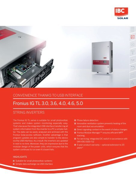 Fronius IG TL 3.0, 3.6, 4.0, 4.6, 5.0 - IBC Solar