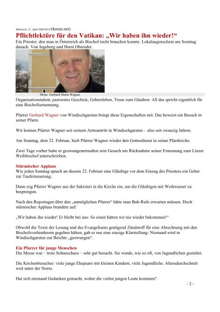 Vorbildpriester Msgr. Gerhard Maria Wagner