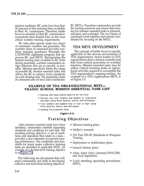 FM 25-100 mission readine