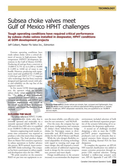 Subsea Choke Valves meet Gulf of Mexico HPHT ... - ICEWeb