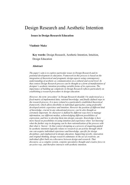 Design Research and Aesthetic Intention
