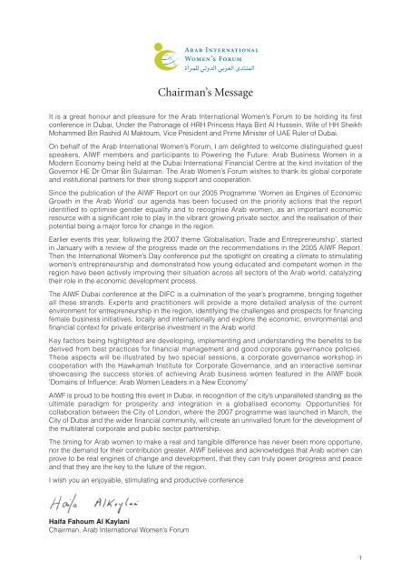 Chairman's Message - AIWF