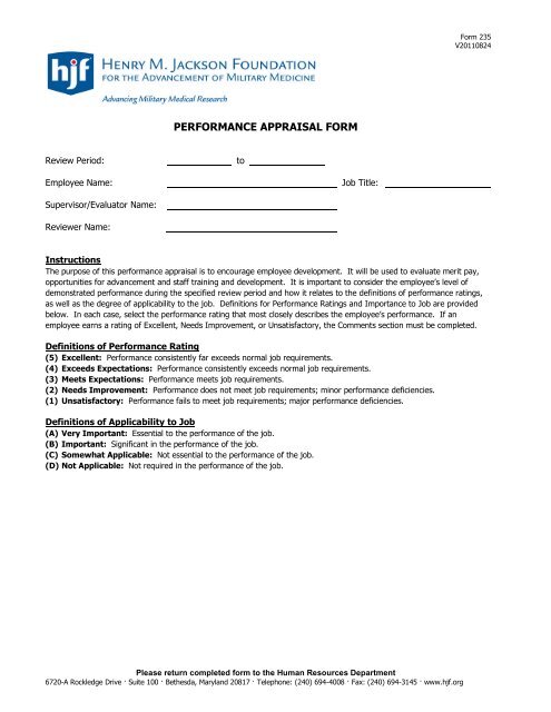 Employee performance appraisal form three