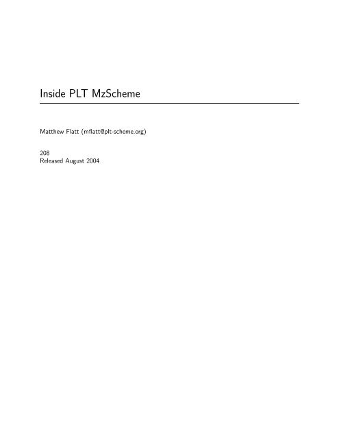 Inside PLT MzScheme - Download PLT Scheme