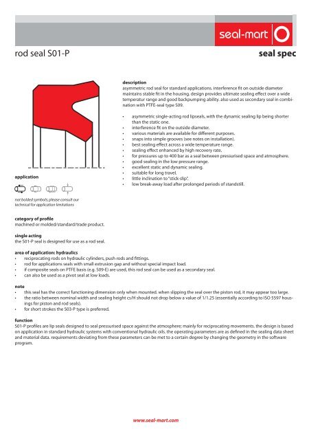 seal spec rod seal S01-P - seal-mart