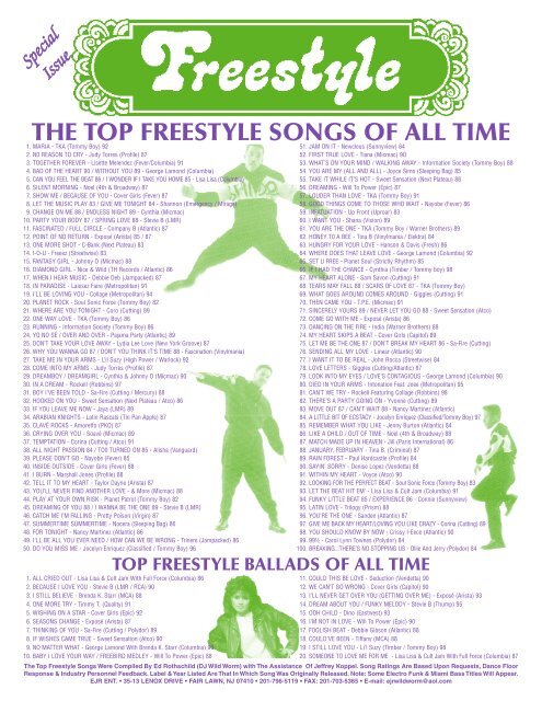 THE TOP FREESTYLE SONGS OF ALL TIME - Djwildworm.com
