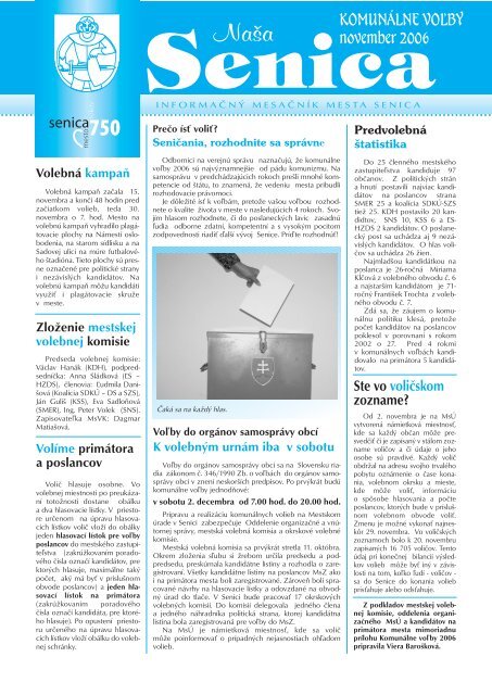 Volby - Mesto Senica