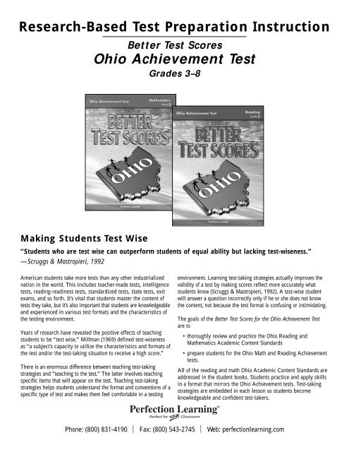 Ohio Achievement Test Research Paper - Perfection Learning