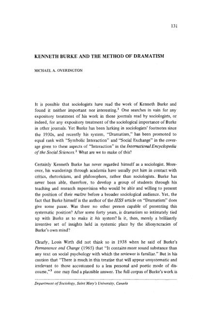 Kenneth Burke and the method of dramatism - UC Links