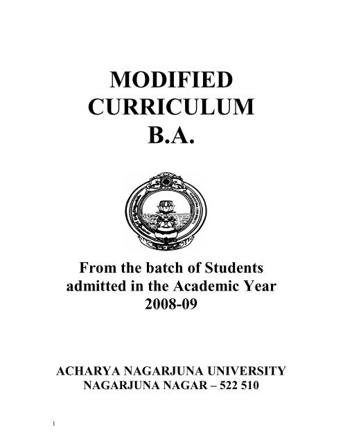 MODIFIED CURRICULUM - Acharya Nagarjuna University