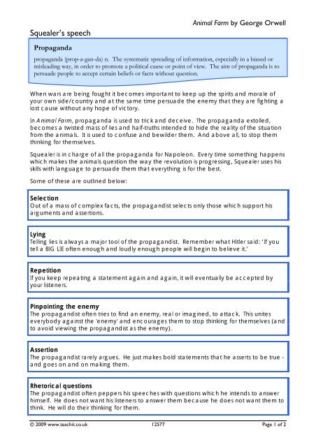 Animal Farm Squealer Description