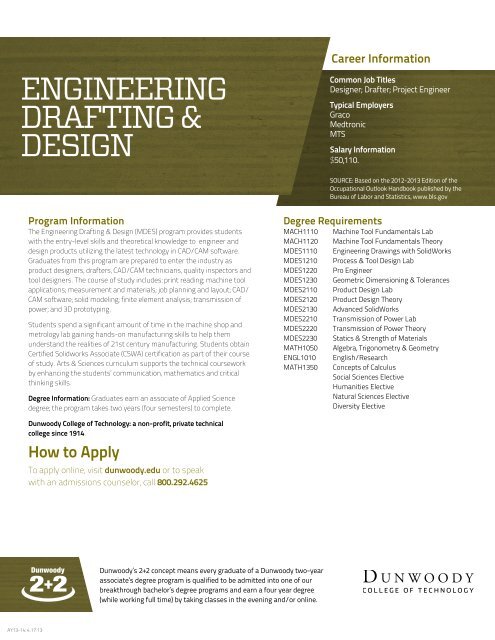 Program Fact Sheet/Courses (pdf file) - Dunwoody College of ...