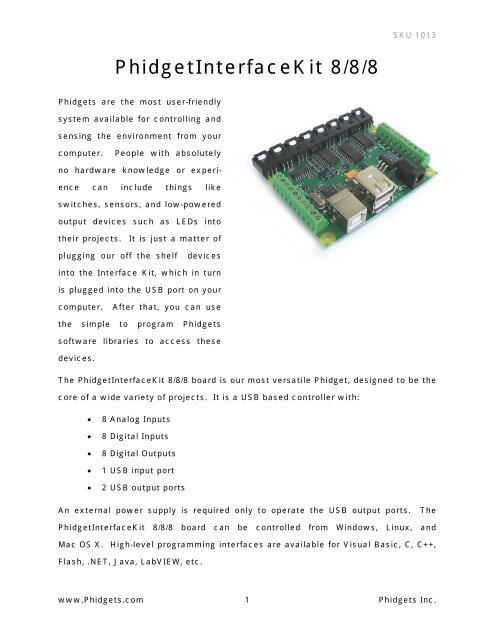 PhidgetInterfaceKit 8/8/8 - Phidgets