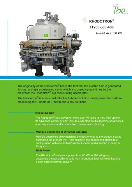 RHODOTRON® TT200-300-400 - IBA Industrial