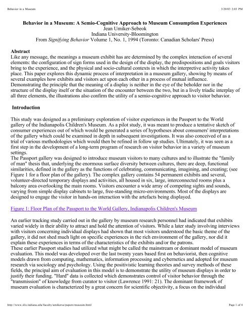 Behavior in a Museum: A Semio-Cognitive Approach to ... - ec(h)o
