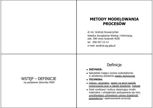 Metody modelowania procesÃ³w-wykÅ ad