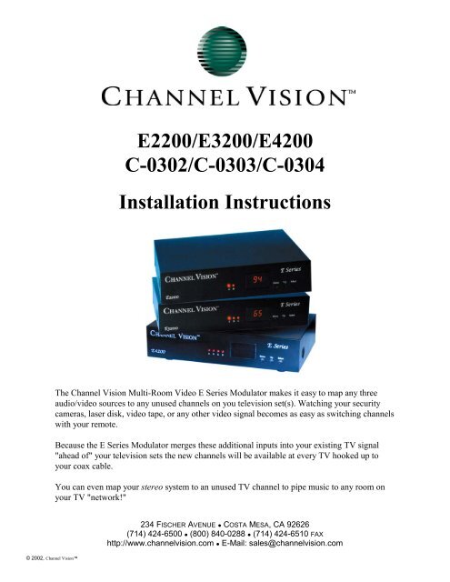 Channel Vision Ex200IR Multi Channel Input Modulator with IR ...