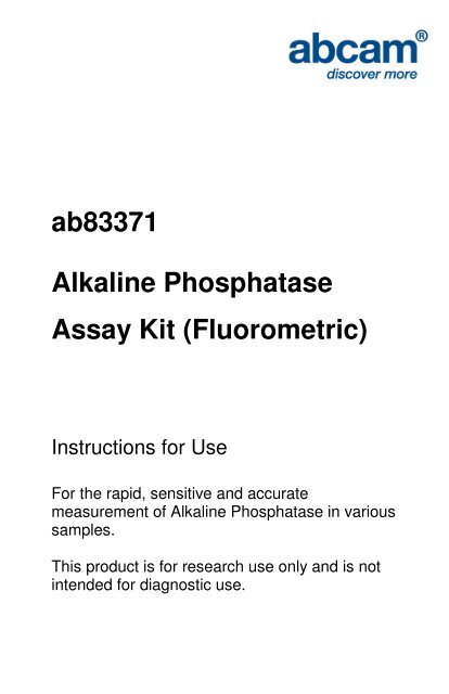 ab83371 Alkaline Phosphatase Assay Kit (Fluorometric) - Abcam