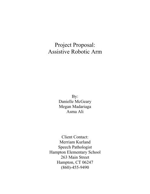 Project Proposal: Assistive Robotic Arm