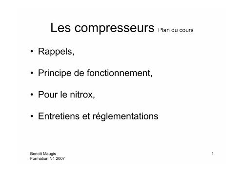 Les compresseurs Plan du cours - Jacquet Stephan