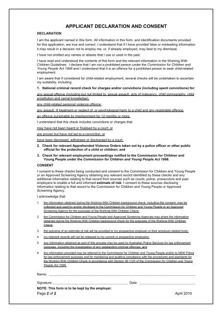 Declaration Applicant Dec