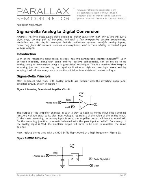 Sigma-Delta Analog-to-Digital Conversion - Parallax Semiconductor