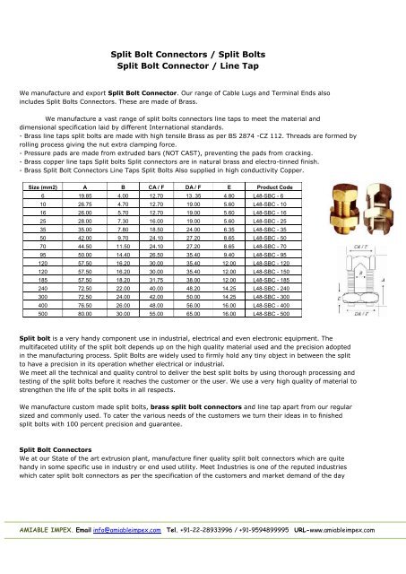Split Bolt Connectors / Split Bolts Split Bolt ... - Amiable Impex