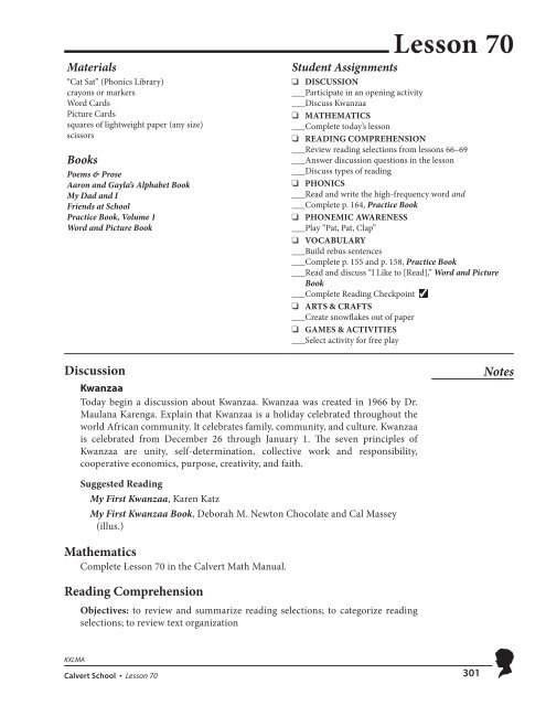 .Lesson 70. Lesson 70 - Calvert School