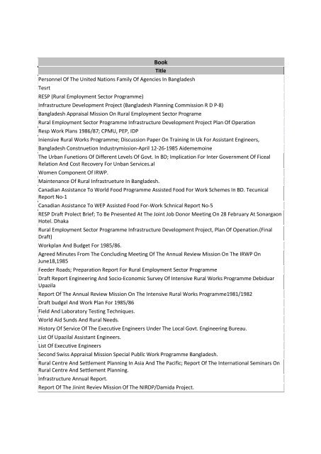 Rural Employment Sector Programme - LGED