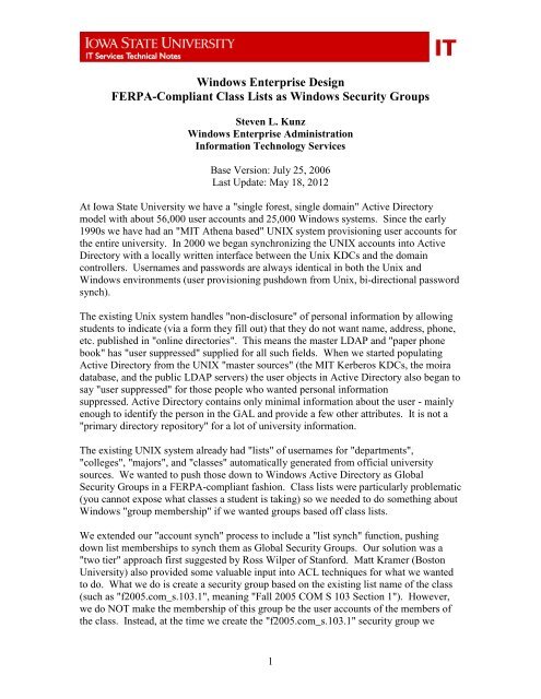 FERPA-Compliant Class Lists as Windows Security Groups