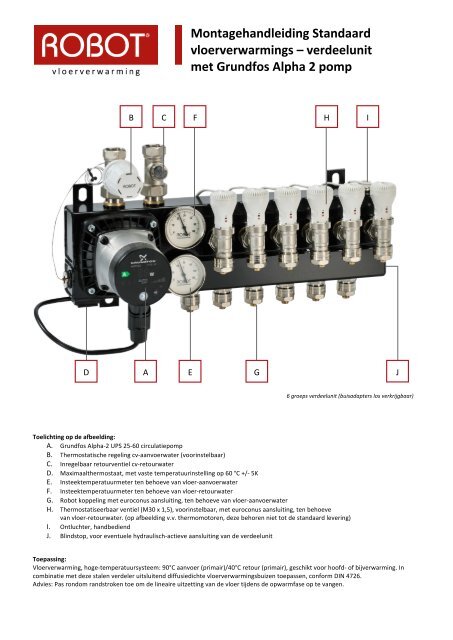 verdeelunit met Grundfos Alpha 2 pomp - Robot Vloerverwarming