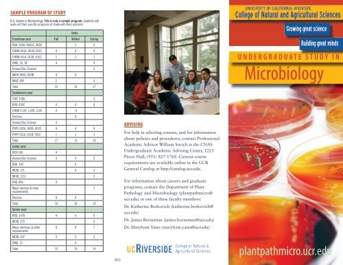Microbiology Brochure - CNAS Undergraduate Academic Advising ...