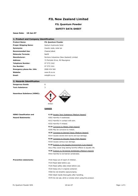 FiL QUANTUM POWDER hsnoSDS