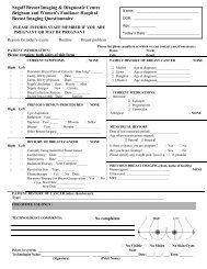 Breast Imaging Request Form screening