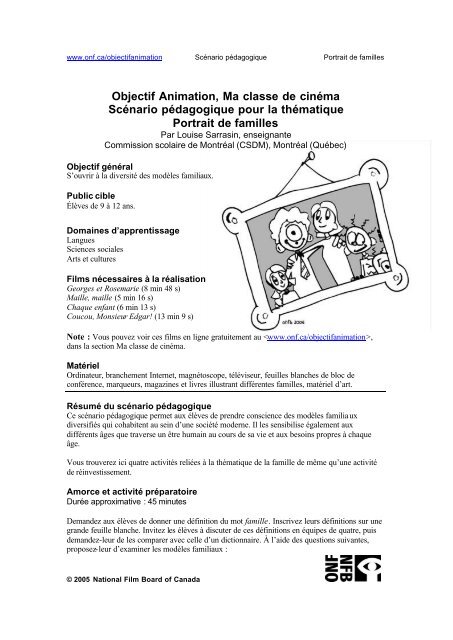 Objectif Animation, Ma classe de cinéma Scénario pédagogique ...