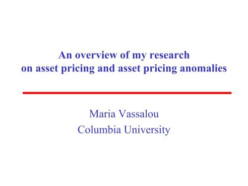 here - Maria Vassalou, PhD