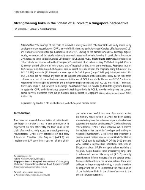 Strengthening links in the "chain of survival": a Singapore perspective