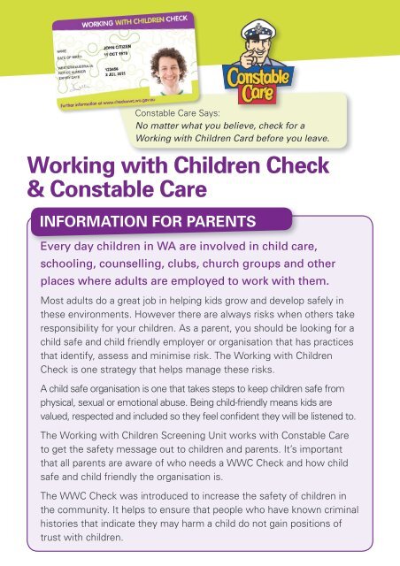 Constable Care and WWC Check Flyer - Working with Children Check Constable Care and WWC Check Flyer - Working with Children Check