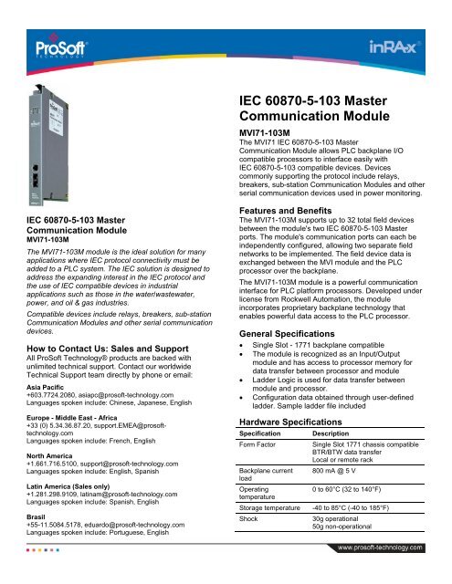 IEC 60870-5-103 Master Communication Module - ProSoft ...