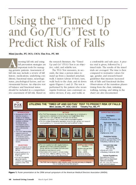 Using the “Timed Up and Go/TUG”Test to ... - Fox Rehabilitation