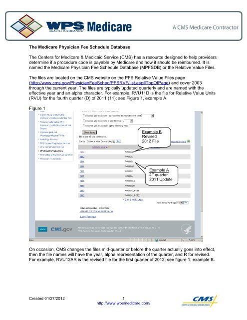 The Medicare Physician Fee Schedule Database - WPS Medicare