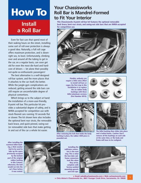 How To Install A Roll Bar Chris Alstons Chassisworks