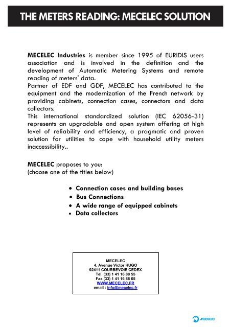 Mecelec : Bus connections (pdf) - Euridis.org
