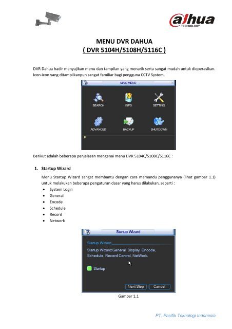 Dahua DVR Menu