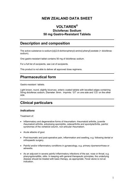 NEW ZEALAND DATA SHEET VOLTAREN Description and - Medsafe